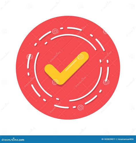 Check Mark Inside Circle Depicting Concept Flat Icon Of Verified Stock Illustration