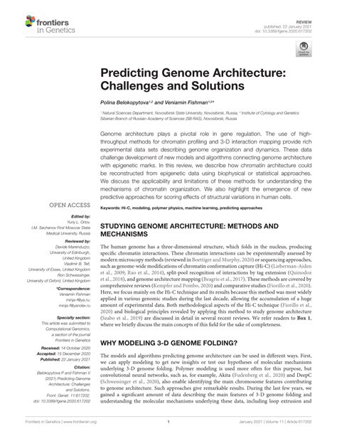 Pdf Predicting Genome Architecture Challenges And Solutions