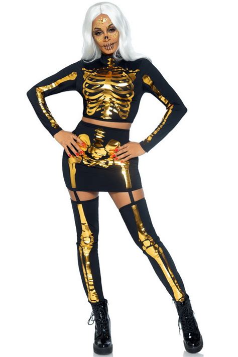 Gold Skeleton Halloween Costume Spicy Lingerie