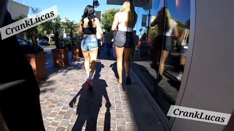 Two Girls With Great Legs Wearing Denim Shorts Candid Best Premium