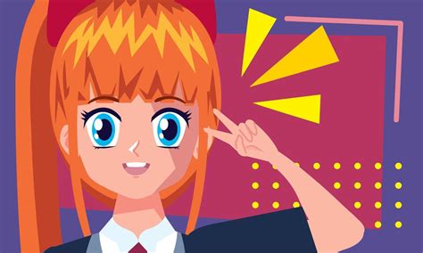 Cute Anime Redhead Girl 10350646 Vector Art At Vecteezy