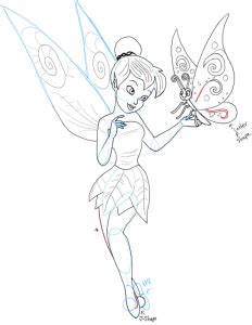 How To Draw Tinkerbell Holding A Butterfly With Easy To Follow Steps How To Draw Step By Step