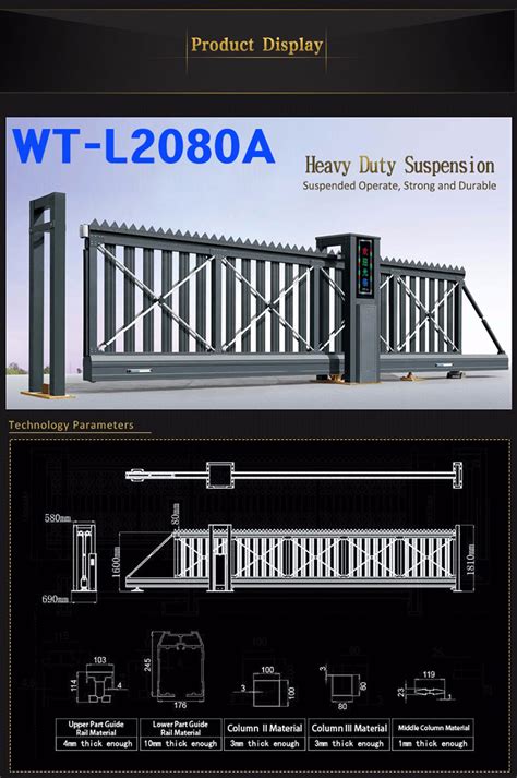 9zf 3 중부하 서스펜션 게이트산업용 캔틸레버 슬라이딩 게이트 대문wt L2290a 최대개방폭 20미터 Heavy Duty Suspension Cantilever