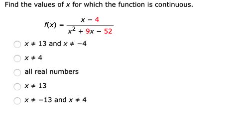 Solved Find The Values Of X For Which The Function Is Chegg Com