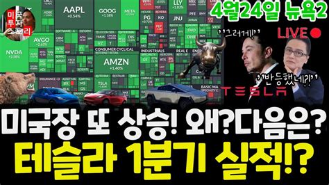 미국주식시황오늘 왜 올랐나 테슬라 1분기 실적어닝 결과 엔비디아 구글 애플 아마존 메타 마이크로소프트 리비안 소파이 팔란티어 아이온큐 Smci등 Tsla