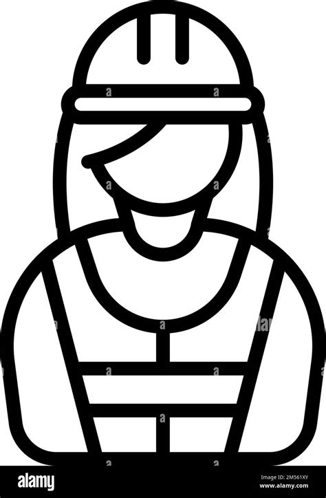 Builder Person Icon Outline Vector Female Engineer Worker Industry
