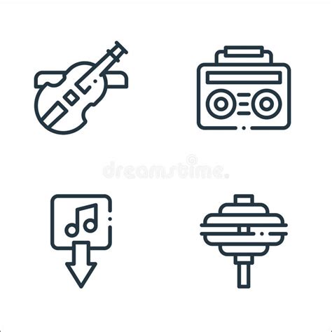 Music Line Icons Linear Set Stock Vector Illustration Of Retro