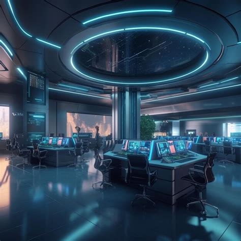 Premium Photo There Are Many Computers In A Room With A Lot Of Lights Generative Ai