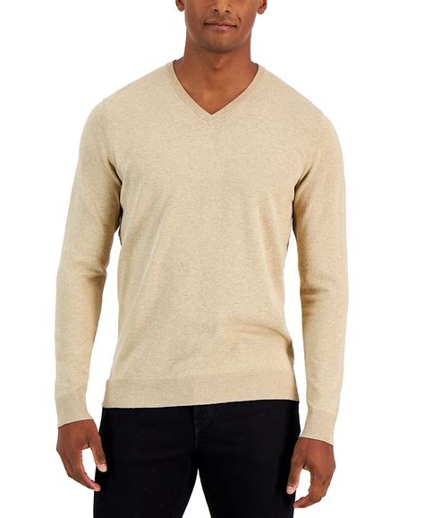 Alfani Mens Solid V Neck Cotton Sweater Created For Macys Macys