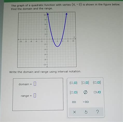 solved the graph of a quadratic function with vertex 4 3