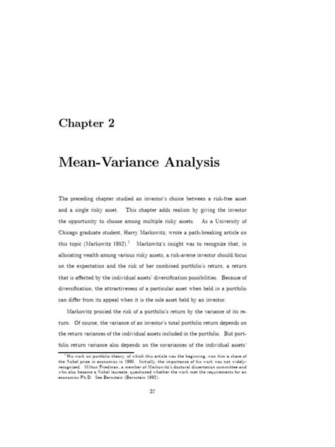 Mean Variance Analysis Pdf Modern Portfolio Theory Diversification Finance
