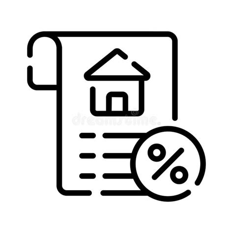 An Outline Style Icon Of Property Tax Document Stock Illustration