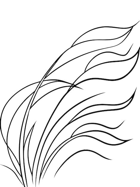 Colouring Page Wind Blowing Through Tall Grass With Vector Design For