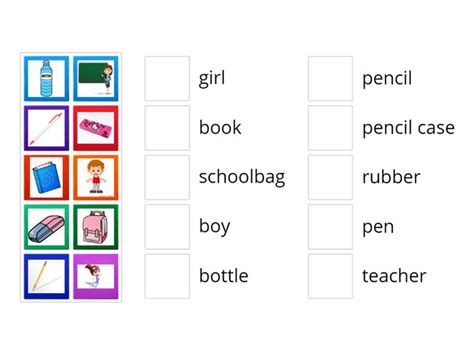 Classroom Objects Match Up Classroom Objects Match Up