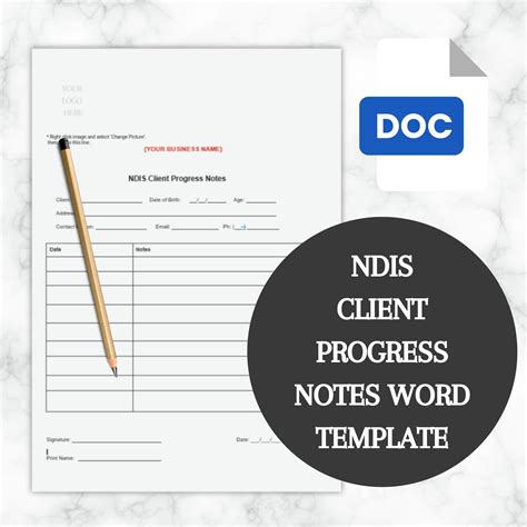 ndis client progress notes form word participant template onboarding