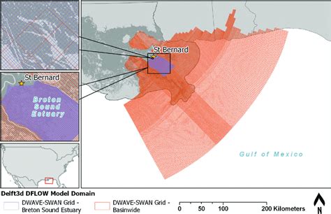 the delft3d d wave swan model domain and grid cells located in coastal
