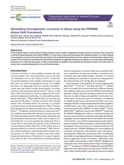 Pdf Simulating Microgalvanic Corrosion In Alloys Using The Prisms