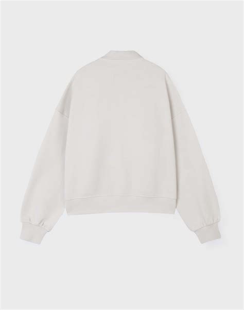 Светло-бежевая толстовка-бомбер oversize на молнии GAC023658-1 купить ...