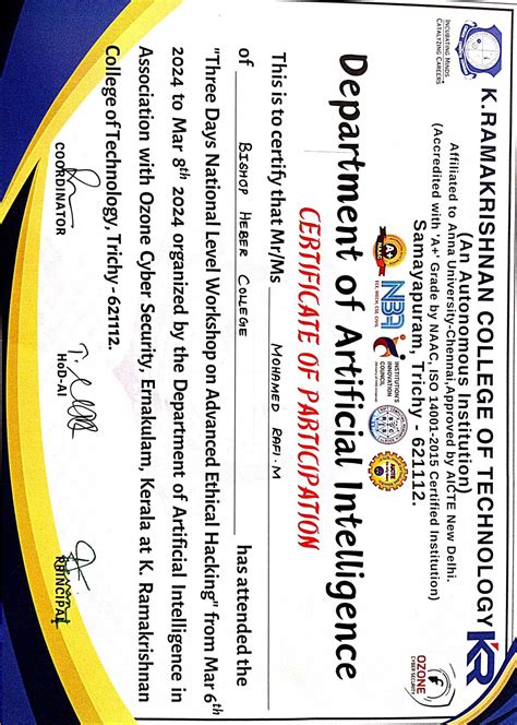 Mohamed Rafi M On Linkedin Three Days National Level Workshop On Advanced Ethical Haking