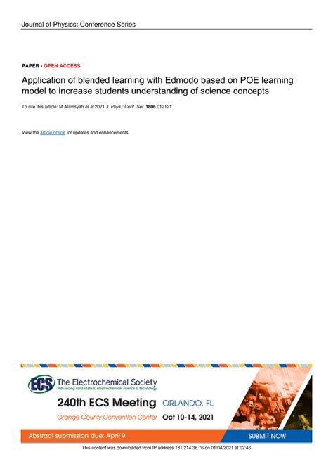 pdf application of blended learning with edmodo based on poe learning