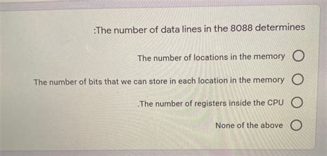 solved the number of data lines in the 8088 determines the