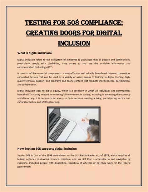 Ppt Testing For 508 Compliance Creating Doors For Digital Inclusion Powerpoint Presentation