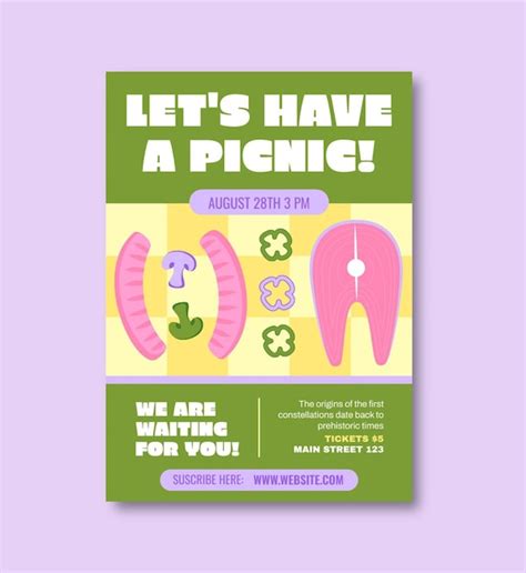 피크닉 포스터 템플릿 디자인 무료 벡터
