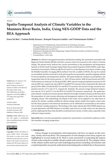 pdf spatio temporal analysis of climatic variables in the munneru
