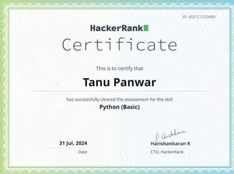 Tanu Panwar On Linkedin Hackerrank Python