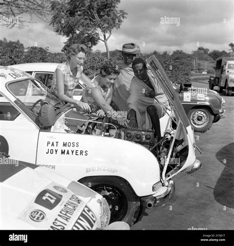 Motor Rally East African Safari Woman Looks Under Bonnet Pat Moss And