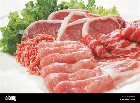 Assorted Cuts Of Pork Meat Stock Photo Alamy