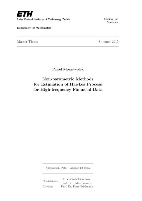 Pdf Non Parametric Methods For Estimation Of Hawkes Process · Non Parametric Estimation