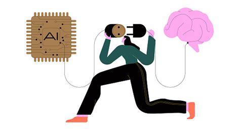 Ai 기계 학습 신경망 기술 또는 인간과 함께 Ai 인공 지능 혁신 기술 개념 사업가는 인간의 뇌를 Ai 칩 처리 장치와