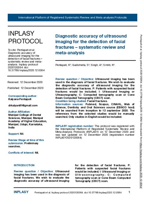 Pdf Diagnostic Accuracy Of Ultrasound Imaging For The Detection Of Facial Fractures