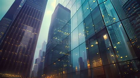 Cityscape At Dusk Reflected In Glass Building Stock Video Video Of