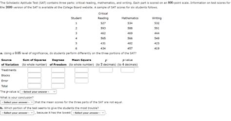 Solved The Scholastic Aptitude Test Sat Contains Three