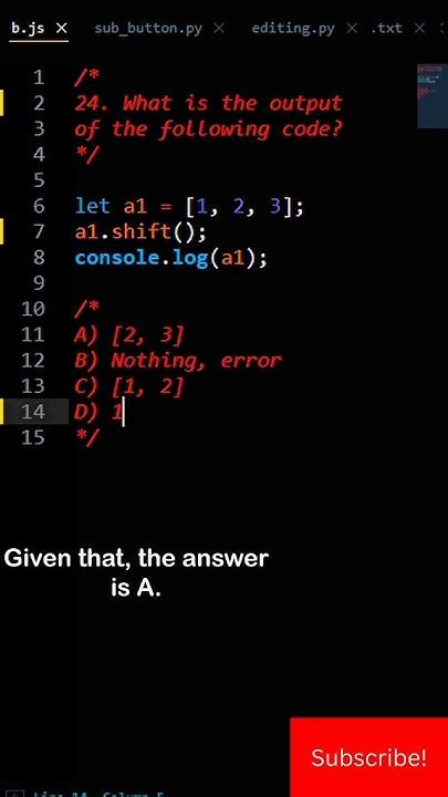 Javascript Remove First Element From Array Javascript Quiz 24 Youtube