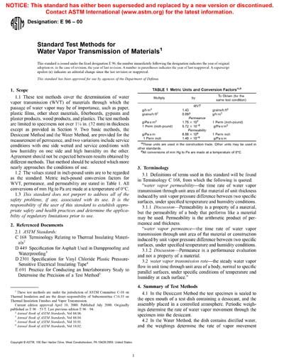 Astm E96 00 Standard Test Methods For Water Vapor Transmission Of Materials