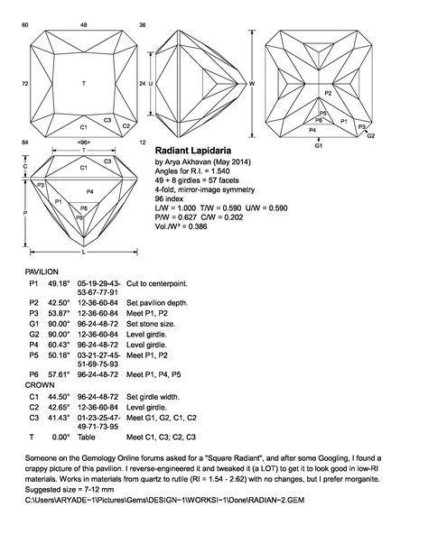 Facet Diagram Blocky Trillion Gemstone Diagram Lapidary Templates
