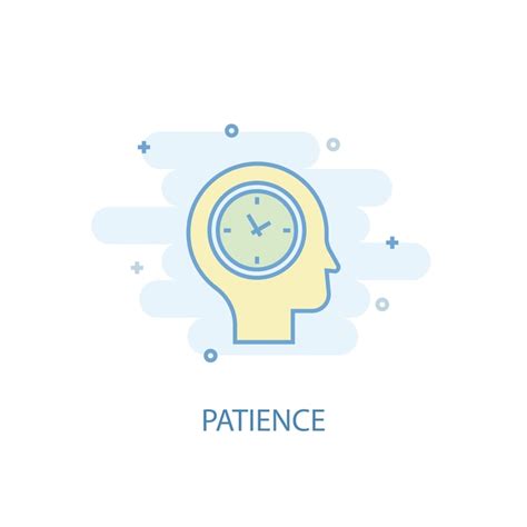 인내 라인 개념 간단한 라인 아이콘 컬러 그림 인내 기호 평면 디자인 Uiux에 사용할 수 있습니다 프리미엄 벡터