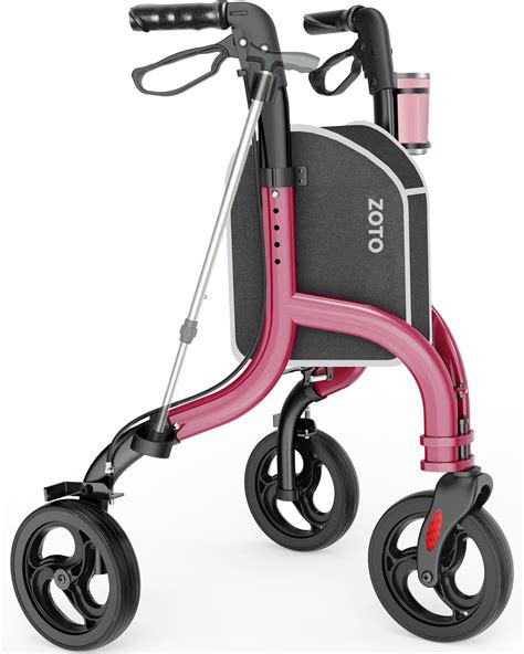 3 Wheel Walkers For Seniors Foldable Wheeled Rollator With Cane Hold