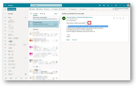 Productivity Tip Create Tasks From Text Within Outlook Email