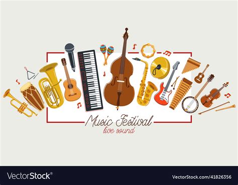 Music Orchestra Diverse Instruments Flat Poster Vector Image