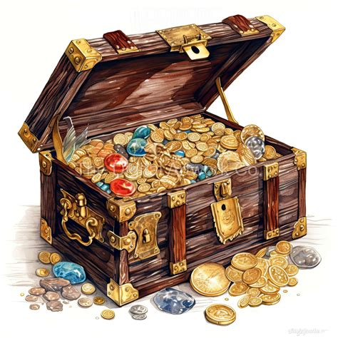 Pirate Treasure Chest Clip Art Watercolor Designs Digital Download