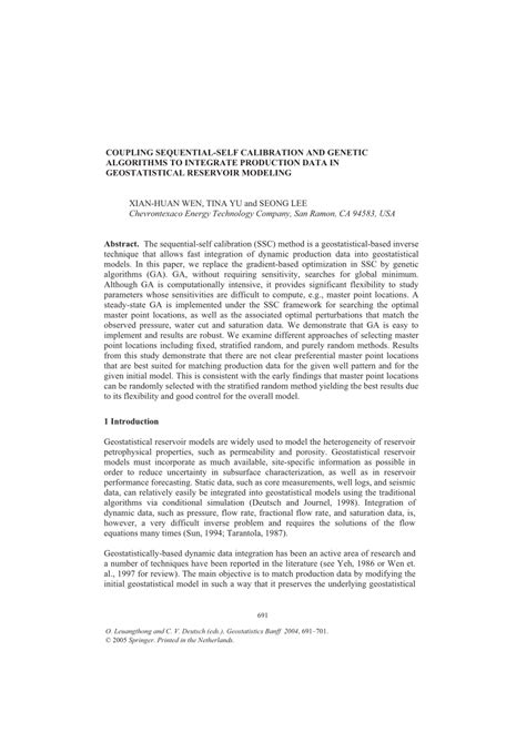 Pdf Coupling Sequential Self Calibration And Genetic Algorithms To Integrate Production Data