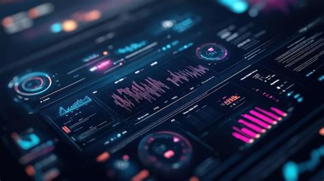 Futuristic Data Visualization Dashboard Displaying Analytics And