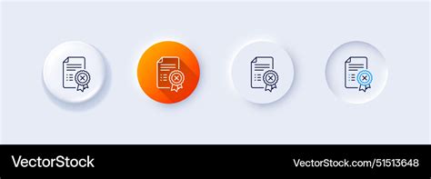 Reject Certificate Line Icon Decline Document Vector Image