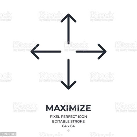 최대화 및 크기 조정 개념 편집 가능한 획 윤곽선 아이콘 흰색 배경 평면 벡터 그림에 격리 완벽한 픽셀 64 엑스 64 가득 찬에 대한 스톡 벡터 아트 및 기타 이미지