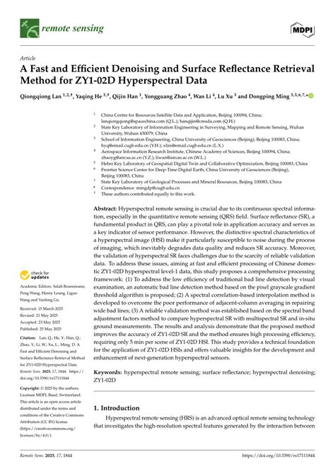 Pdf A Fast And Efficient Denoising And Surface Reflectance Retrieval Method For Zy1 02d