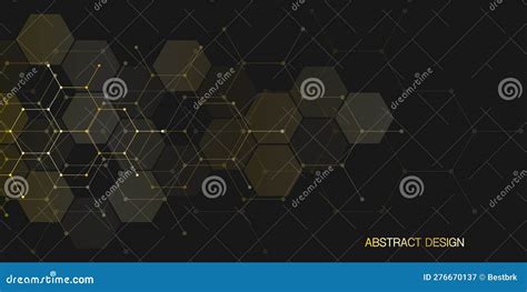 Abstract Design Element With Geometric Background And Golden Hexagons